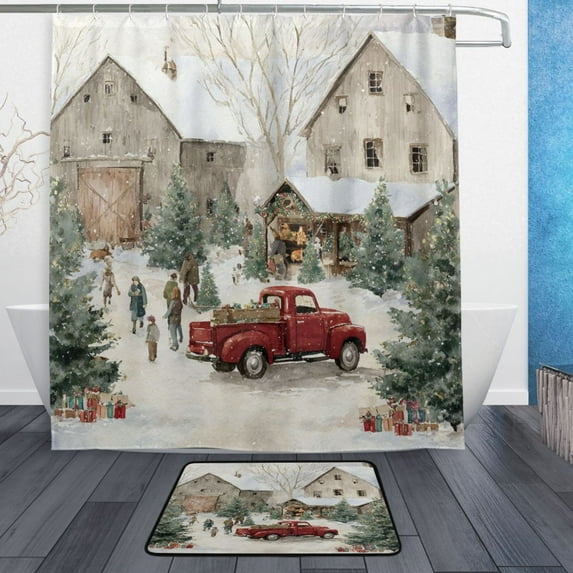 Bathroom Sets Curtain and Rug Sets 23.6x15.7 in Non-Slip Mat and 66x72 ...