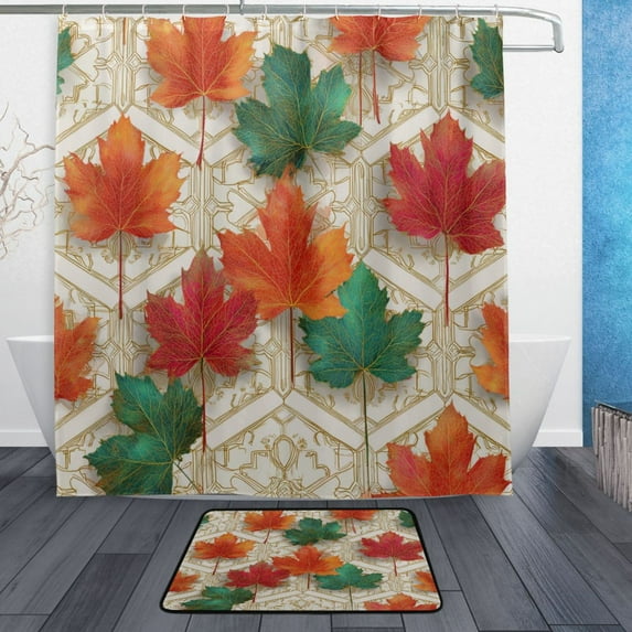 Bathroom Sets Curtain and Rug Sets 23.6x15.7 in Non-Slip Mat and 66x72 ...