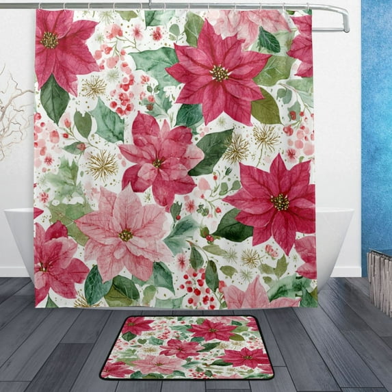 Bathroom Sets Curtain and Rug Sets 23.6x15.7 in Non-Slip Mat and 66x72 ...