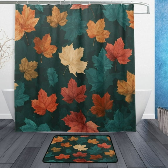 Bathroom Sets Curtain and Rug Sets 23.6x15.7 in Non-Slip Mat and 66x72 ...