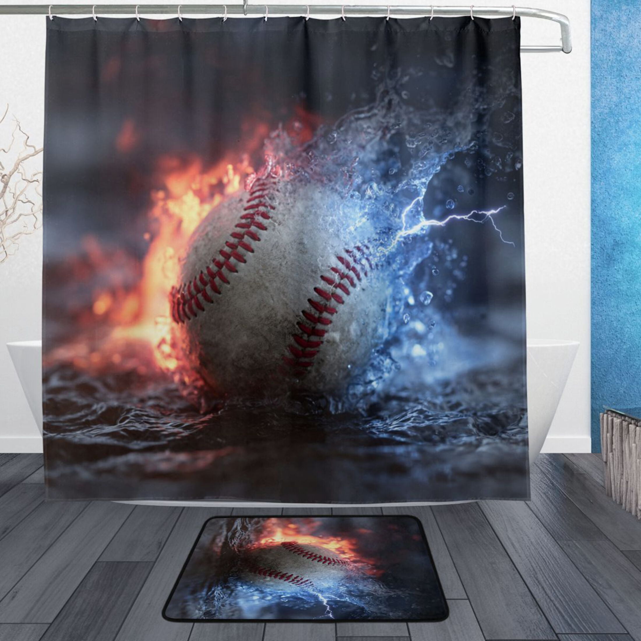 Bathroom Sets Curtain and Rug Sets 23.6x15.7 in Non-Slip Mat and 72x72 ...