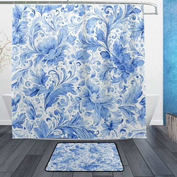 Bathroom Sets Curtain and Rug Sets 23.6x15.7 in Non-Slip Mat and 72x72 ...