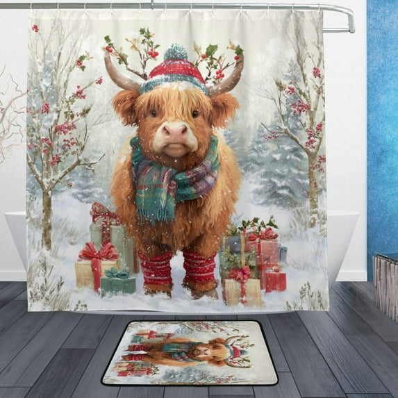 Bathroom Sets Curtain and Rug Sets 23.6x15.7 in Non-Slip Mat and 72x72 ...