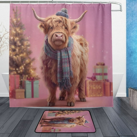 Bathroom Sets Curtain and Rug Sets 23.6x15.7 in Non-Slip Mat and 72x72 ...