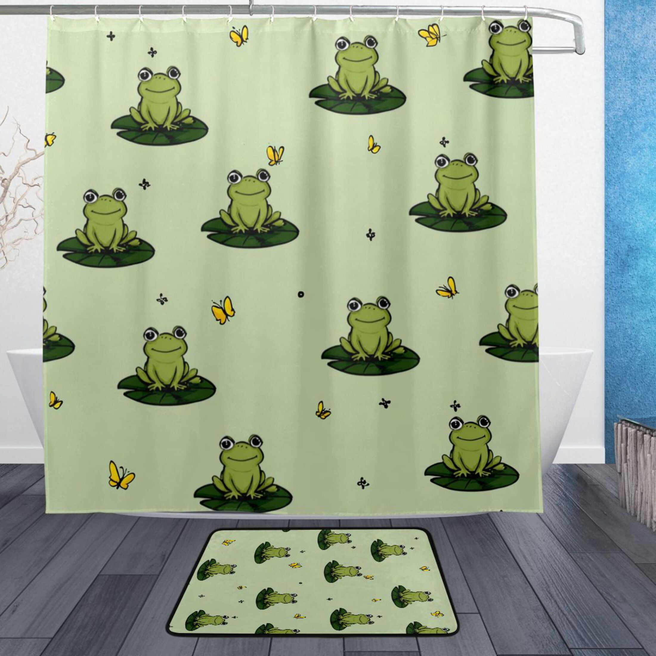 Bathroom Sets Curtain and Rug Sets 23.6x15.7 in Non-Slip Mat and 72x72 ...