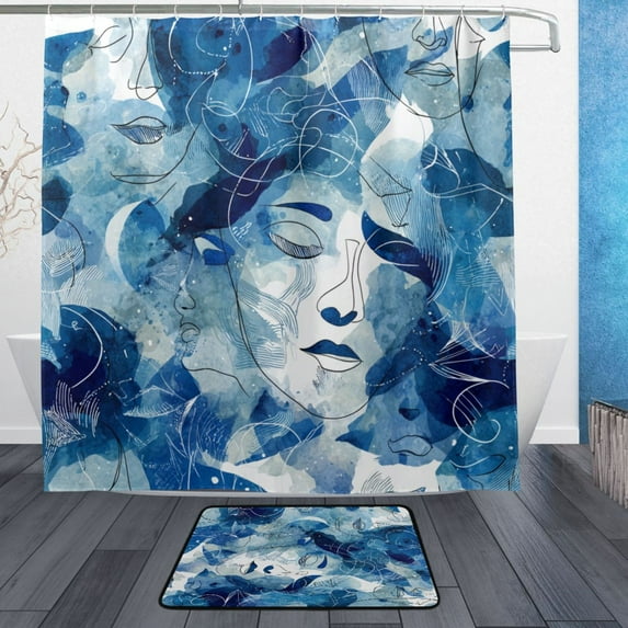 Bathroom Sets Curtain and Rug Sets 23.6x15.7 in Non-Slip Mat and 72x72 ...