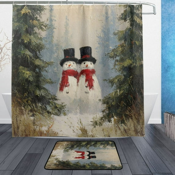 Bathroom Sets Curtain and Rug Sets 23.6x15.7 in Non-Slip Mat and 72x72 ...