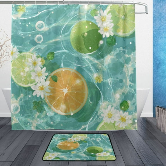 Bathroom Sets Curtain and Rug Sets 23.6x15.7 in Non-Slip Mat and 72x72 ...