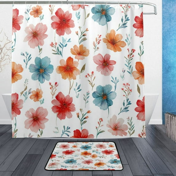 Bathroom Sets Curtain and Rug Sets 23.6x15.7 in Non-Slip Mat and 72x72 ...