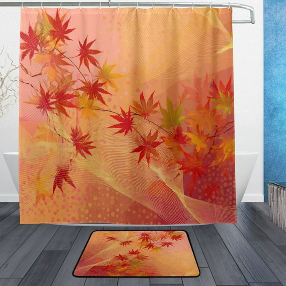 Bathroom Sets Curtain and Rug Sets 23.6x15.7 in Non-Slip Mat and 72x72 ...