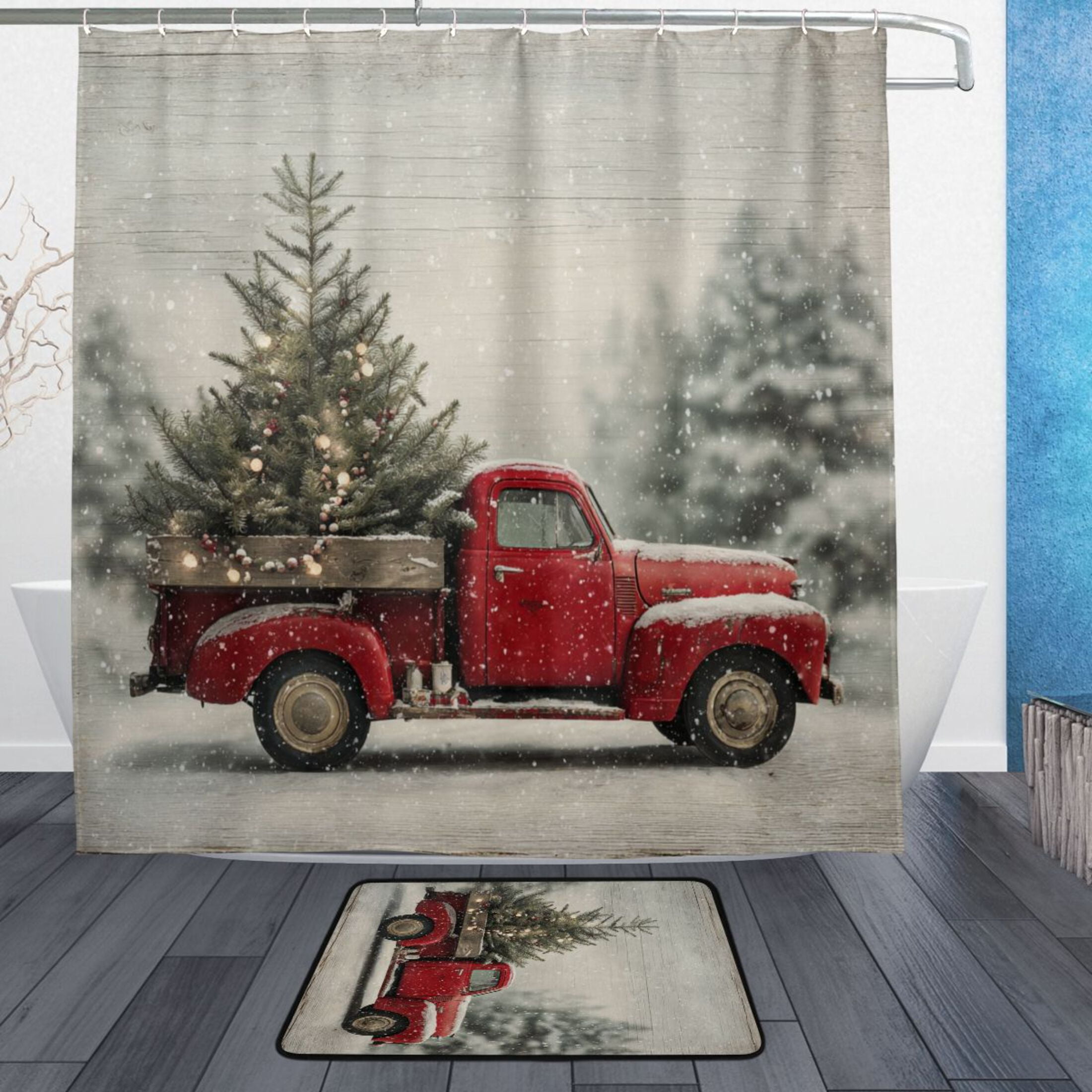 Bathroom Sets Curtain and Rug Sets 23.6x15.7 in Non-Slip Mat and 72x72 ...