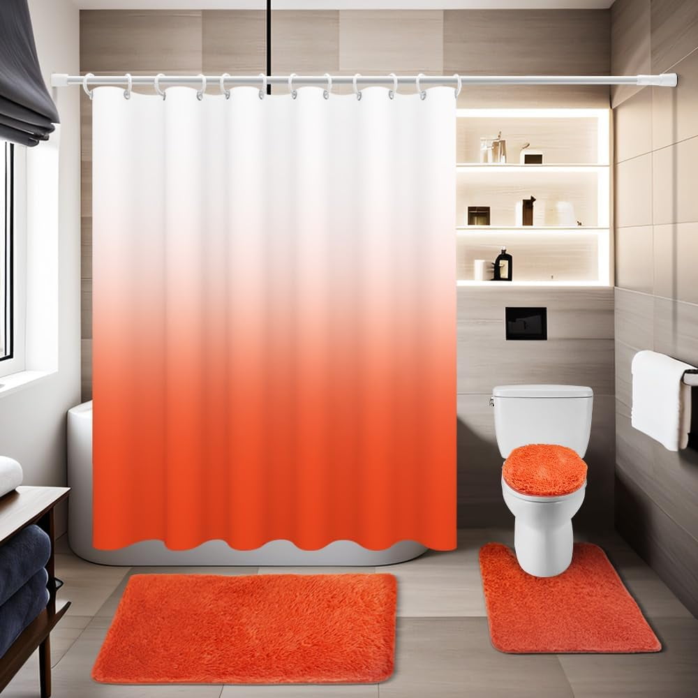 Bathroom Sets with Shower Curtain and Rugs Waterproof Shower Curtain ...