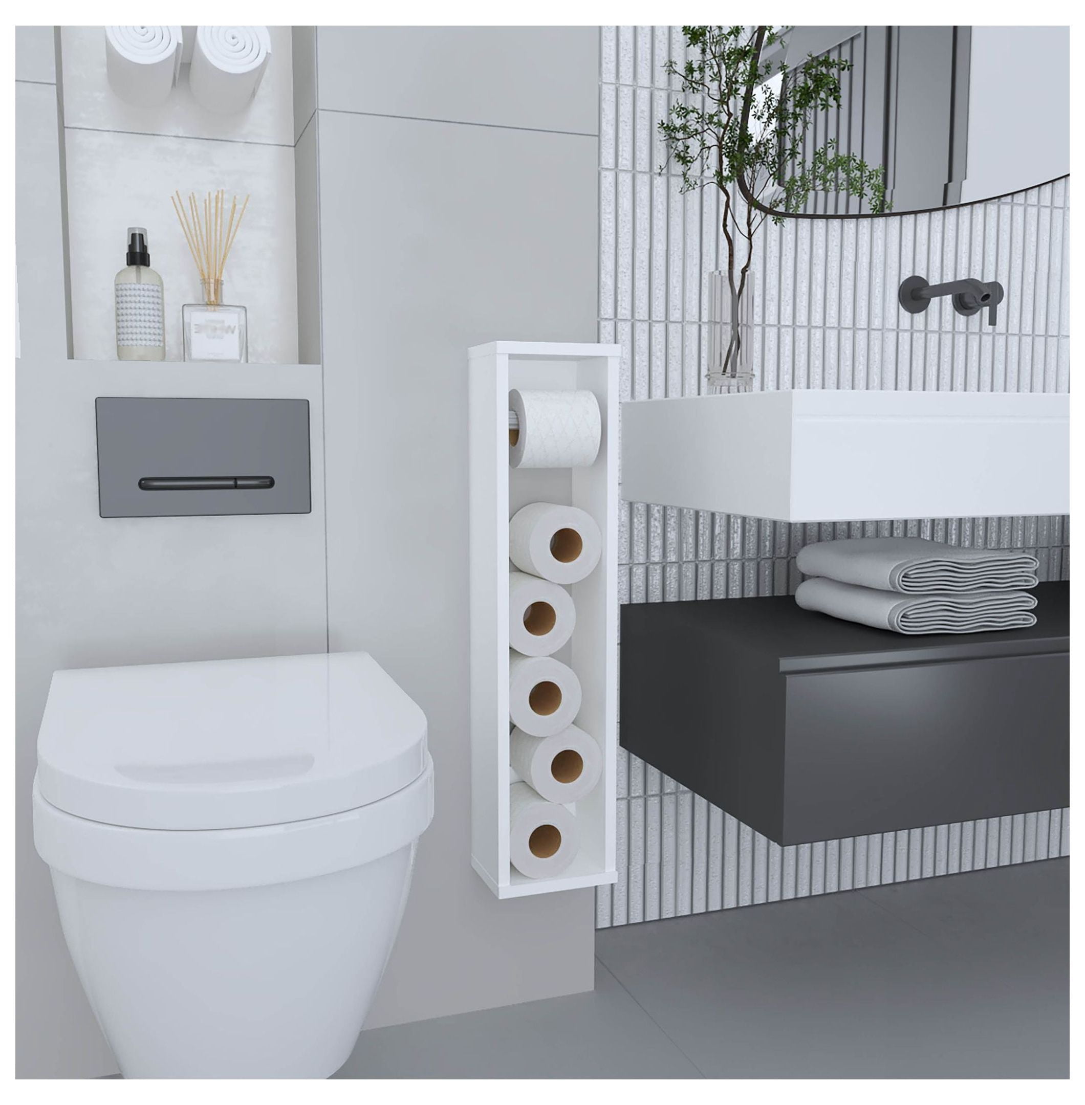 Bathroom Shelf 28 Inch, 2 Tier Wall Mounted Shelves, White Storage ...