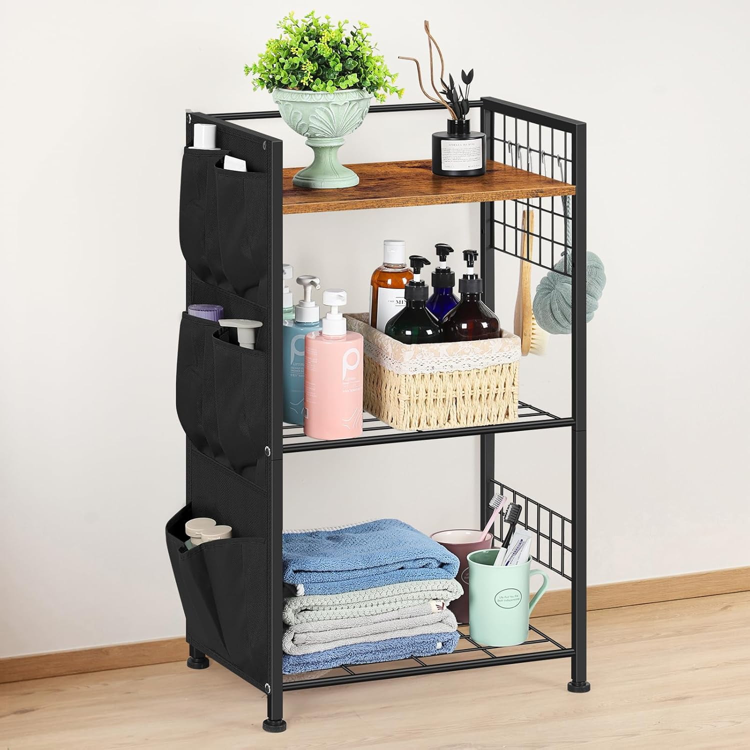 Bathroom Shelf 3 Tier Ladder Shelf Rack Wood Shelving Units ...