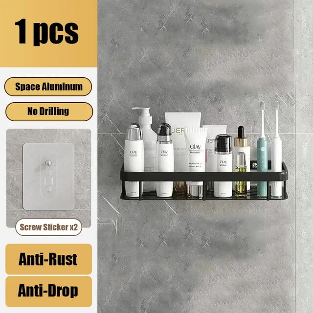 Bathroom Shelf Aluminum Alloy Shampoo Rack Kitchen Storage Organizer ...