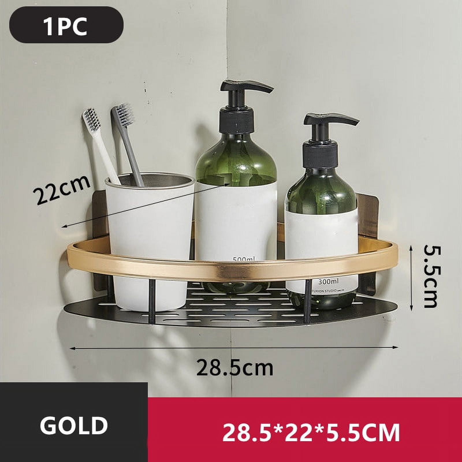 Bathroom Shelf Aluminum Alloy Shampoo Rack Makeup Storage Organizer ...