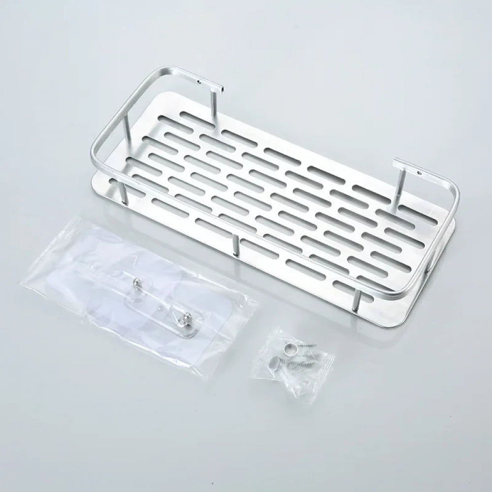 Bathroom Shelf Aluminum Single-layer Rectangular Plate Rack Suction Cup ...