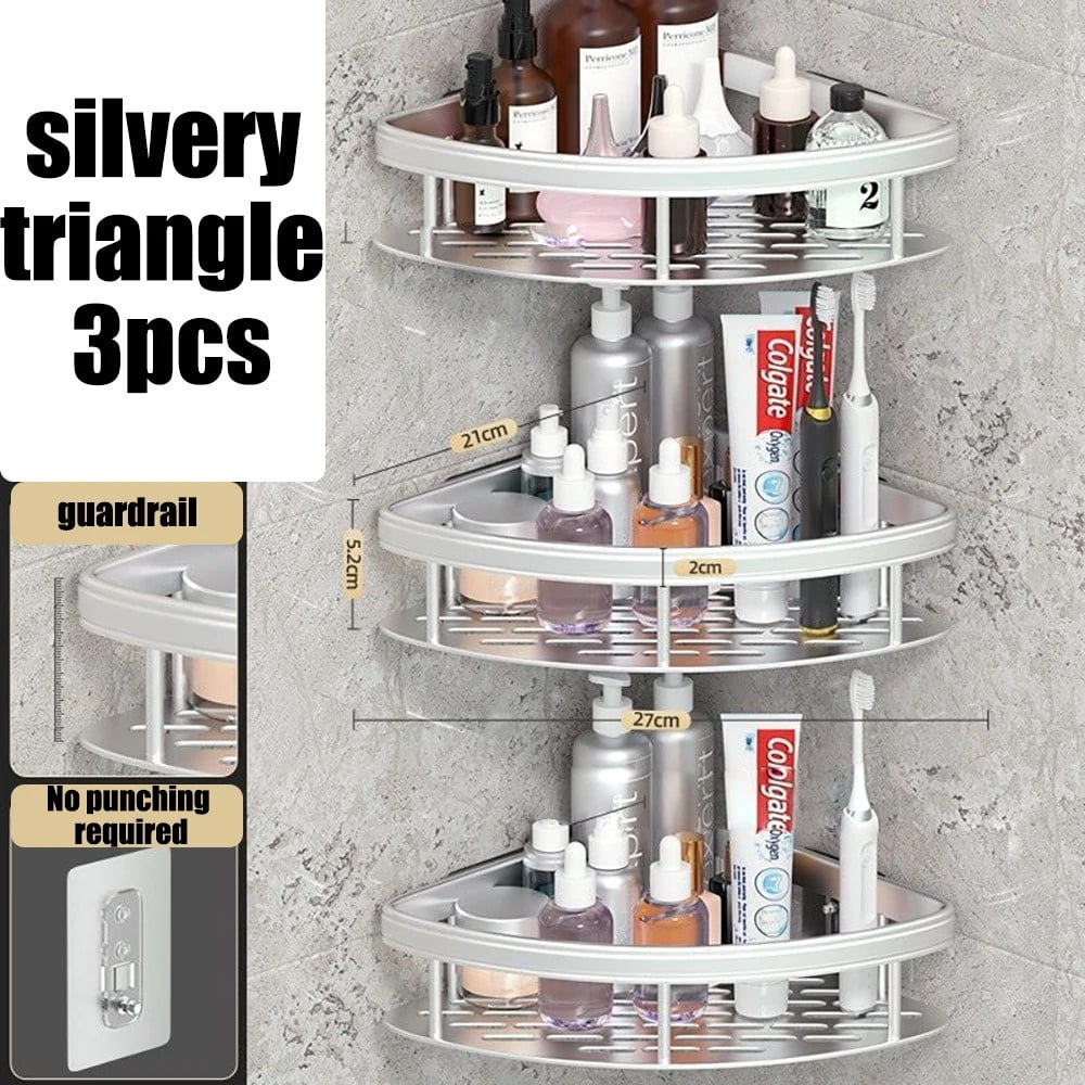 Bathroom Shelf Bathroom Towel Rack Shelves Wall Shower Shampoo Rack No ...
