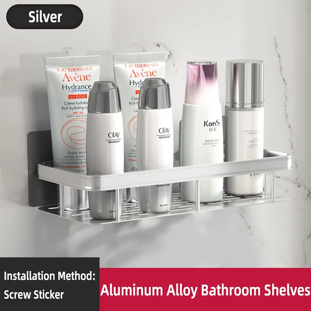 Bathroom Shelf Bathroom Towel Rack Shelves Wall Shower Shampoo Rack No ...