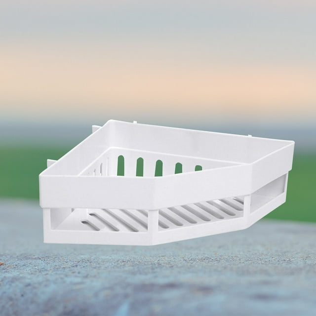 White Corner Shelf for Bathroom Storage Made of Plastic with Hollow ...