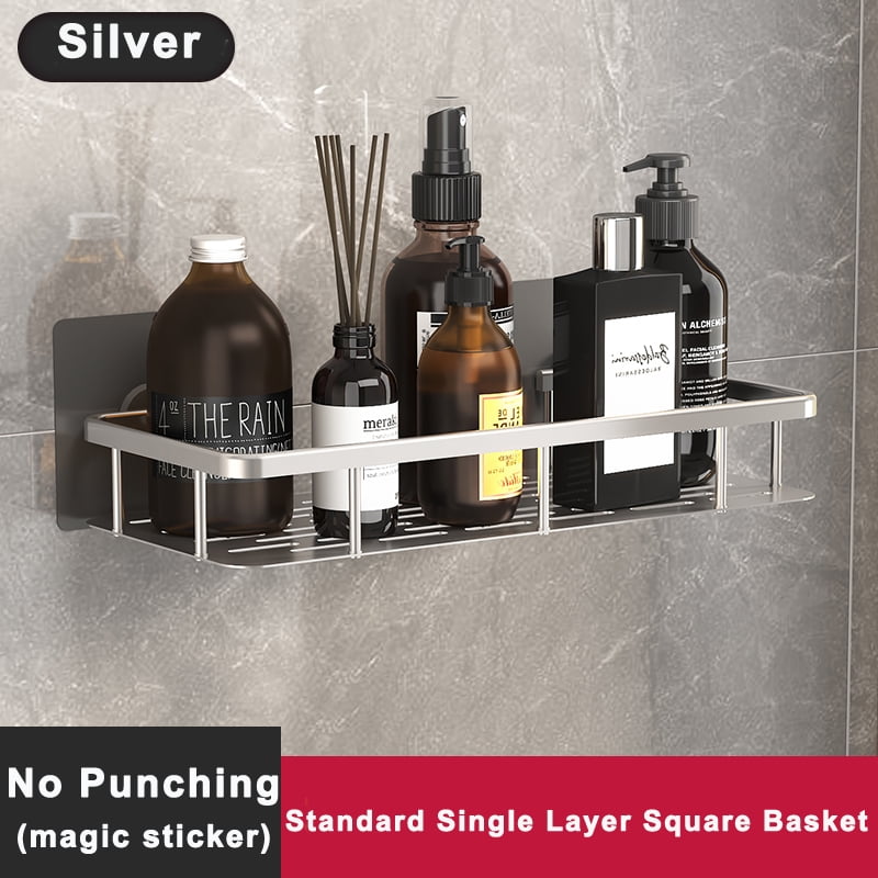 Bathroom Shelf No Drilling Sticker Wall Mounted Rack Hanger Space ...