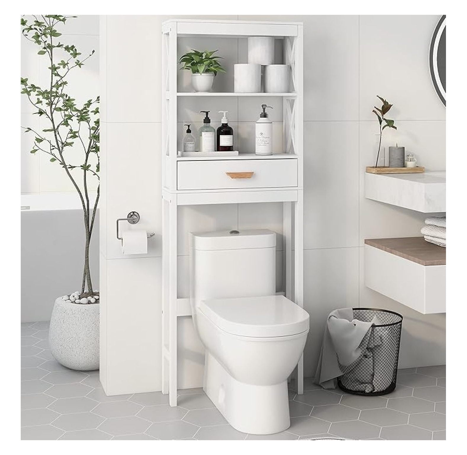 Bathroom Shelf Over The Toilet X- Frame Bathroom Organizer with 1 ...