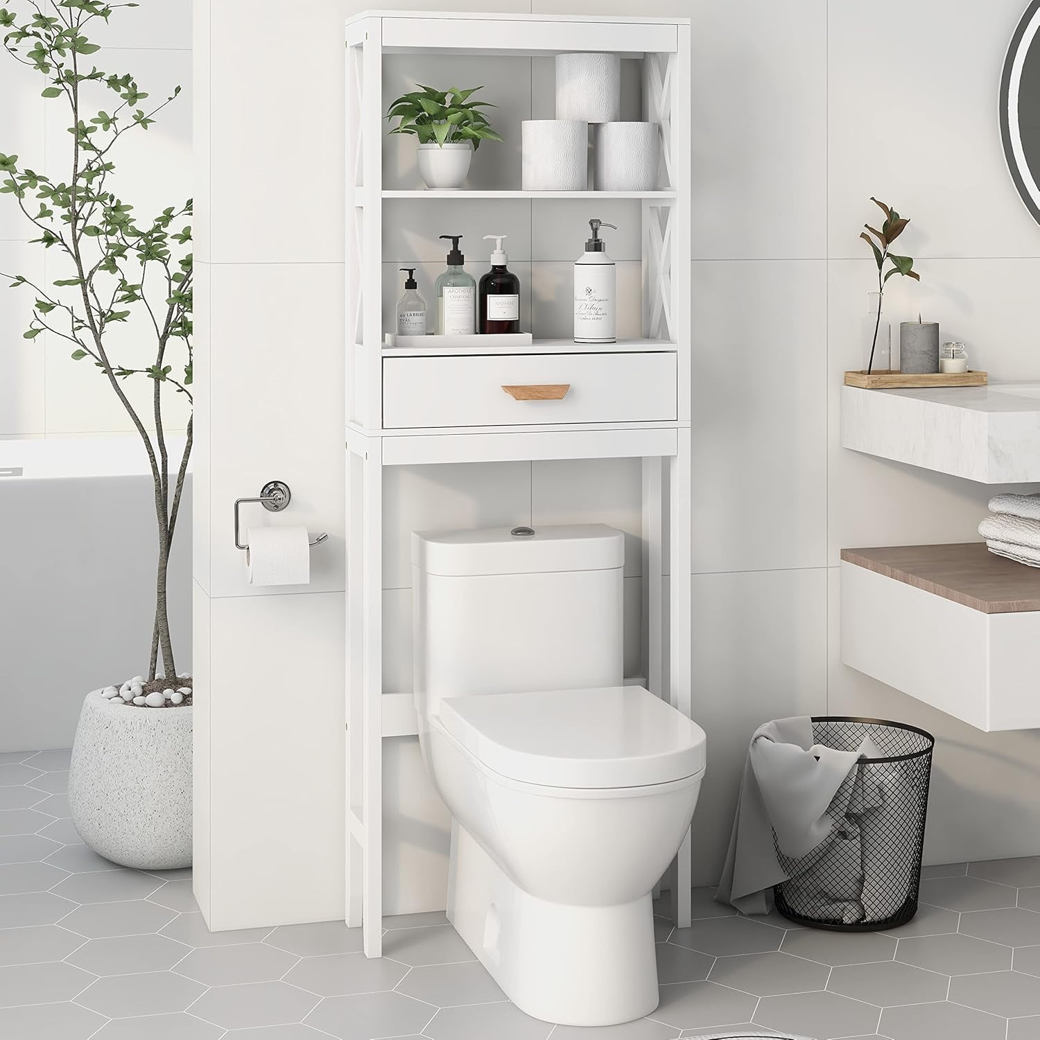 Bathroom Shelf Over The Toilet X- Frame Bathroom Organizer with 1 ...