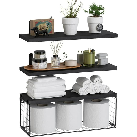 Bathroom Shelf Over Toilet, Floating Bathroom Shelf Wall Mounted with ...