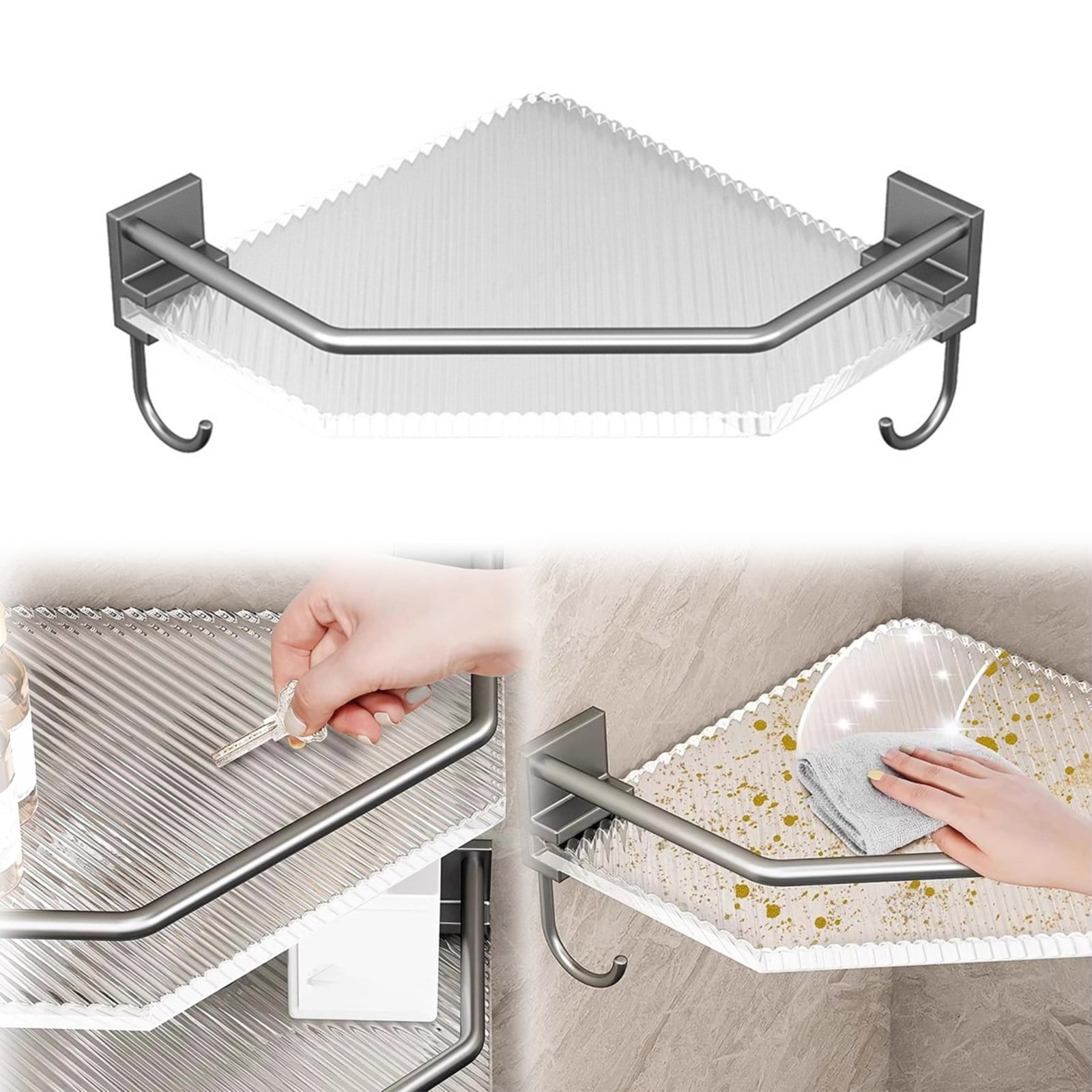 Bathroom Shelf|Versatile Acrylic Towel Shelf Wall Mounted Bath Corner ...