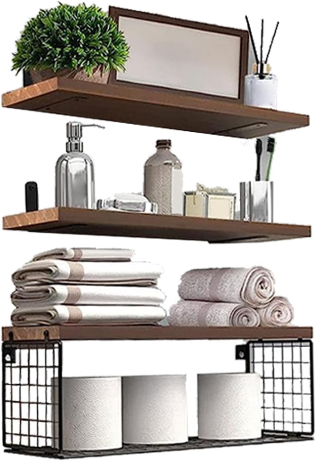 Bathroom Shelvers Over Toilet, Wall Decor Set of 3, Floating Shelves W ...