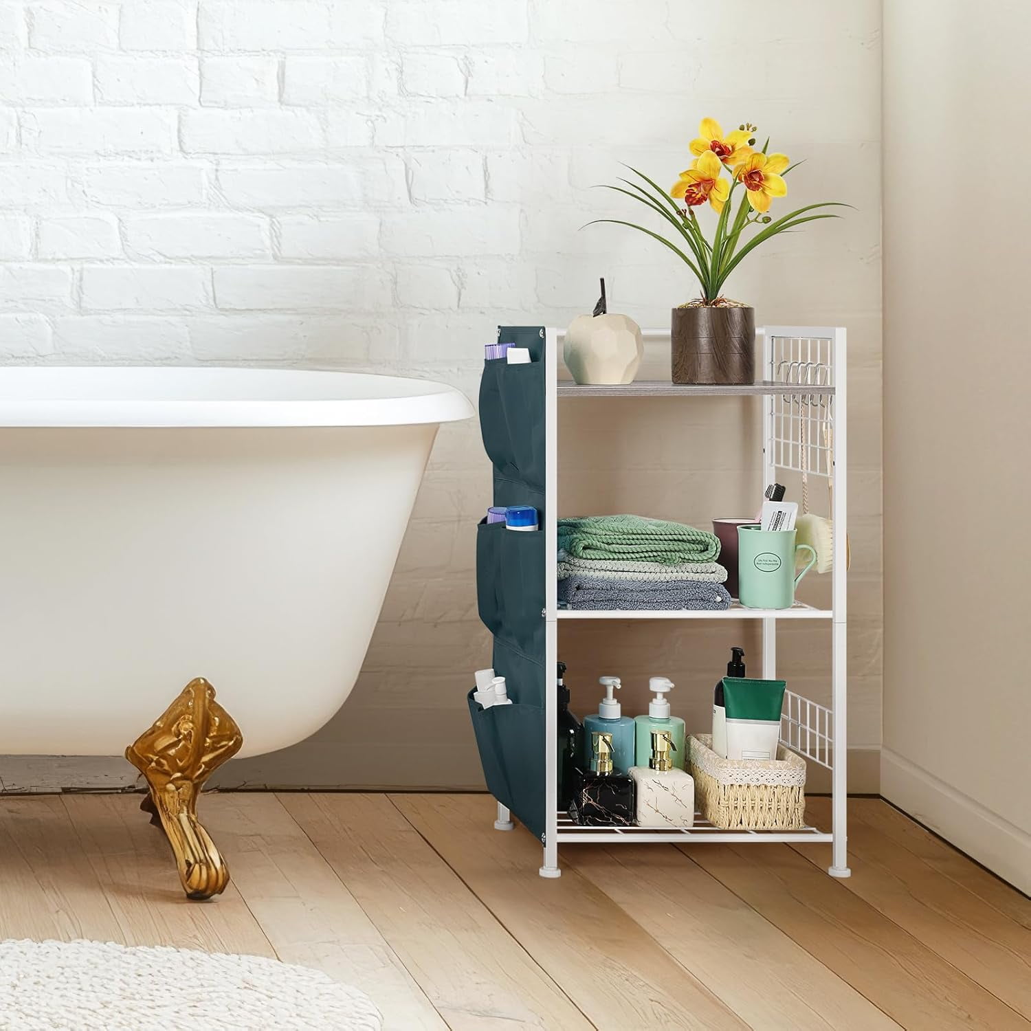 Bathroom Shelves Freestanding 3 Tier Ladder Shelf Rack Multifunctional ...