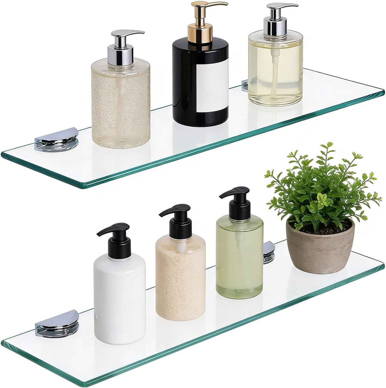 Bathroom Shelves, Glass Floating Shelves for Bathroom, Kitchen, Living ...