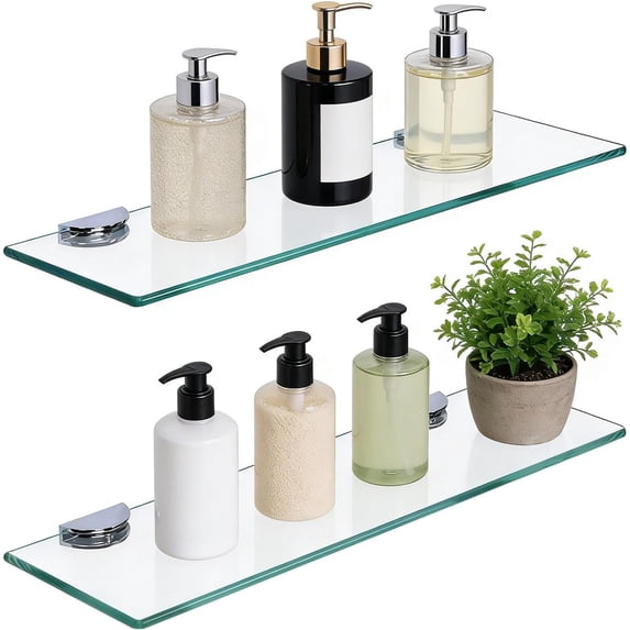 Bathroom Shelves, Glass Floating Shelves for Bathroom, Kitchen, Living ...