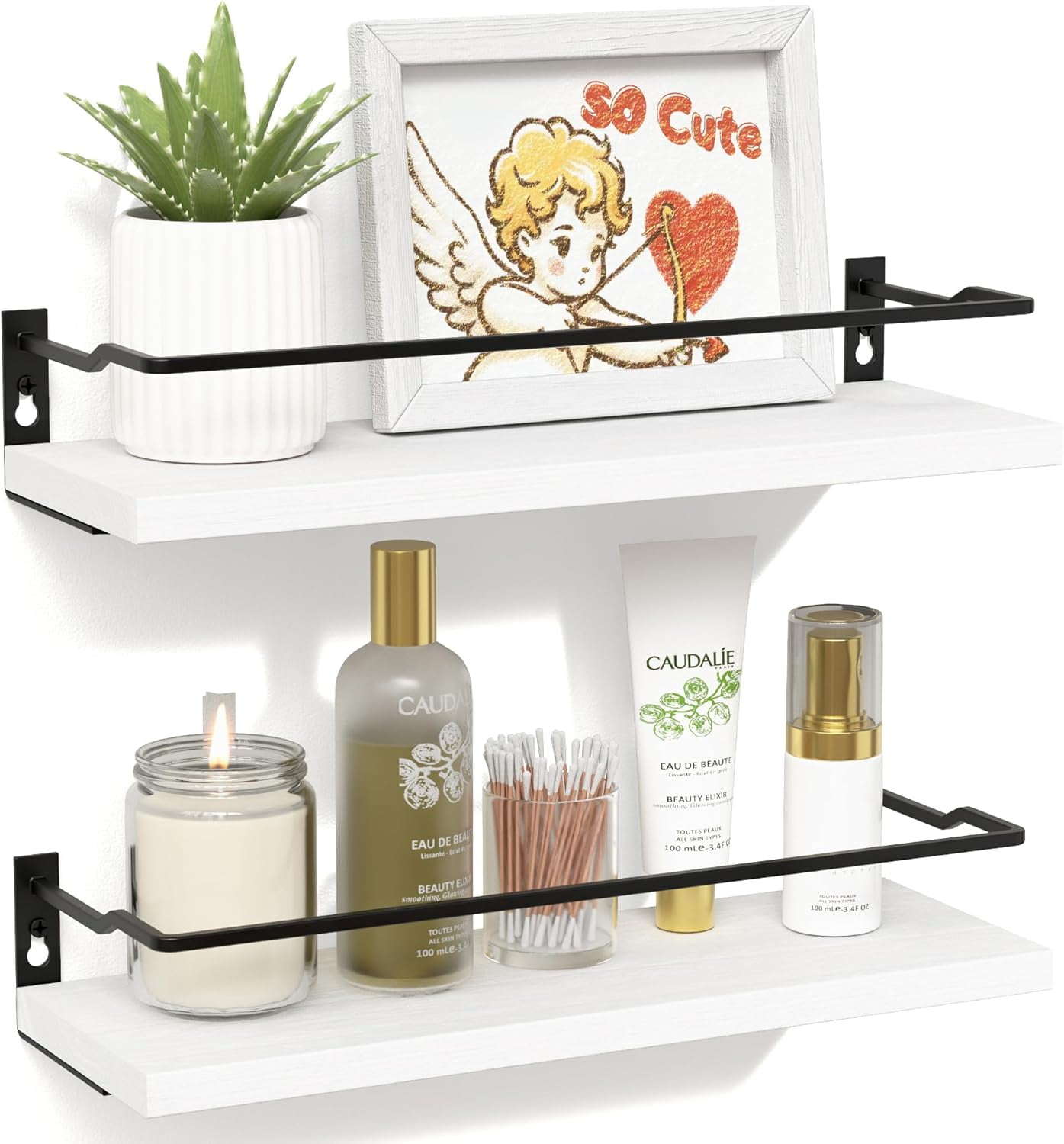 Bathroom Shelves, Guard-Rail Floating Shelves for Wall, Wall Mounted ...
