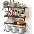 Bathroom Shelves Over Toilet with Storage Basket, Floating Wall Shelf ...