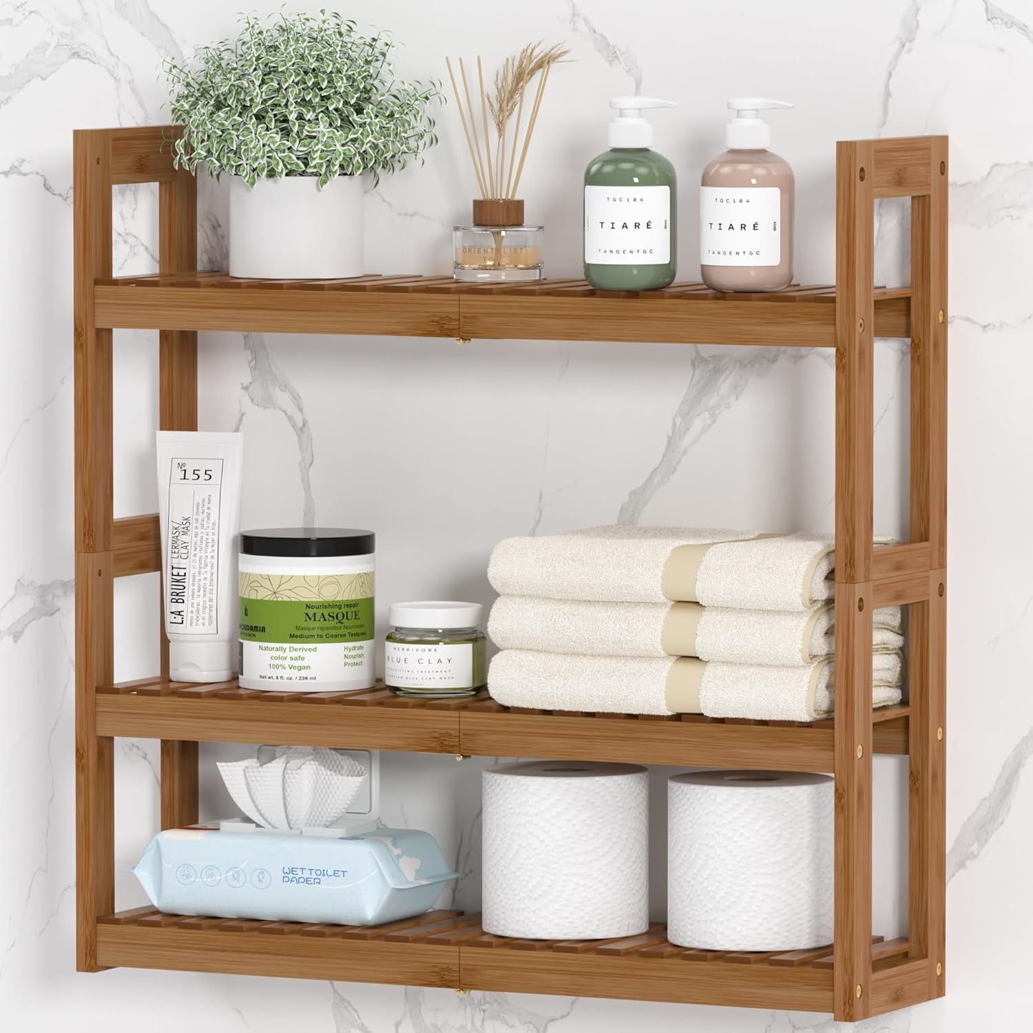 Bathroom Shelves Over The Toilet Storage Shelf - 3 Tier Wall Mount ...