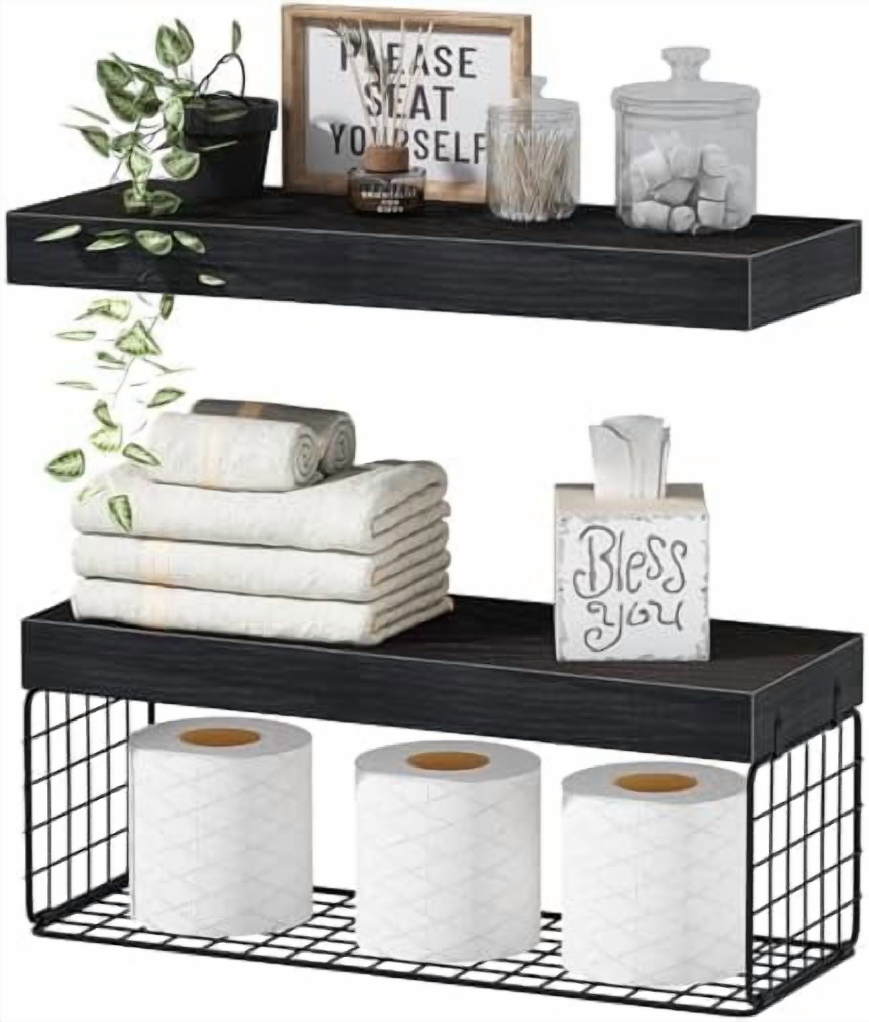 Bathroom Shelves Over Toilet - Wall Mounted Floating Shelves Toilet ...