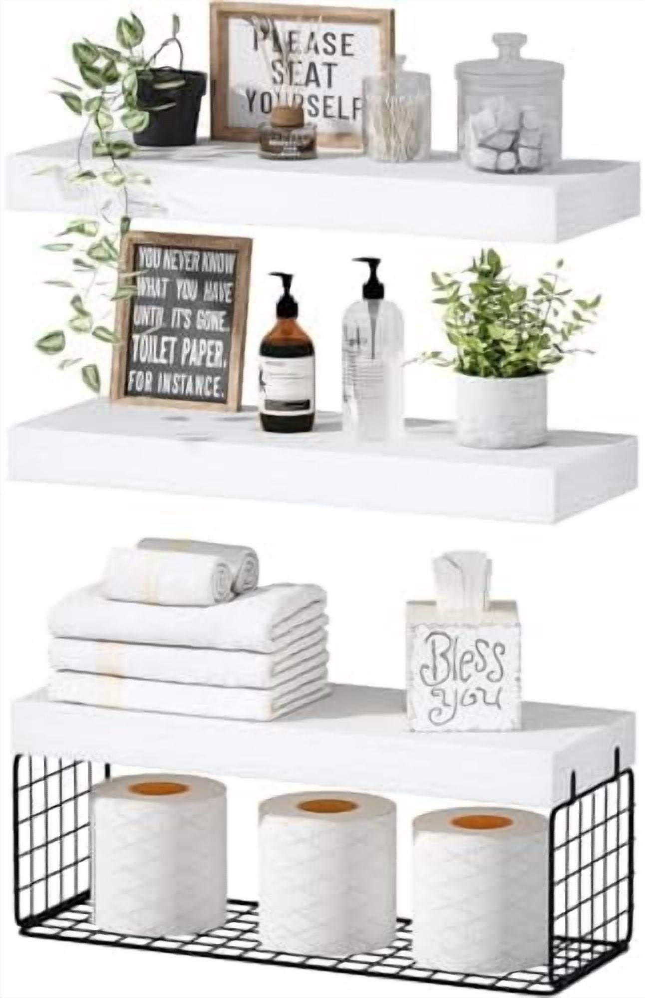 Bathroom Shelves Over Toilet - Wall Mounted Floating Shelves Toilet ...