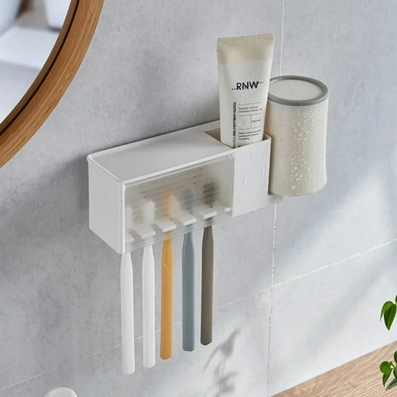 Bathroom Shelves Wall Mount Toothbrush Toothpaste Holder Suction Cup ...