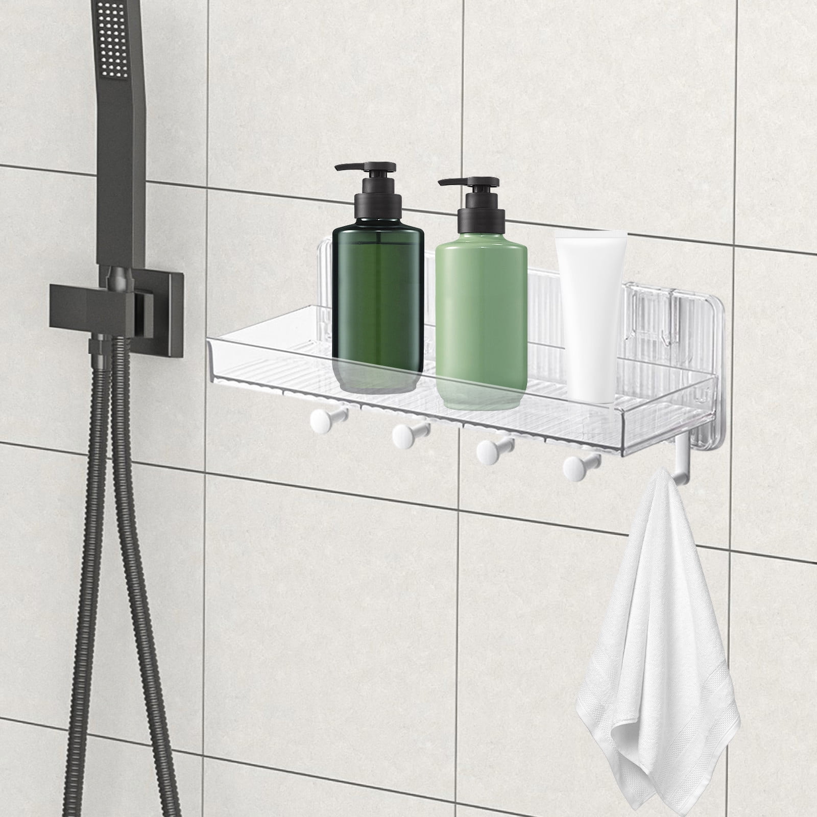 Bathroom Shelves, Wall Mounted Storage Racks, No Hole Hanging Shelves ...