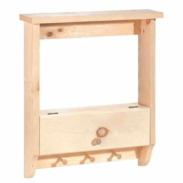 Bathroom Shelves Wall Mounted Unfinished Pine Peg Rack 19 in ...