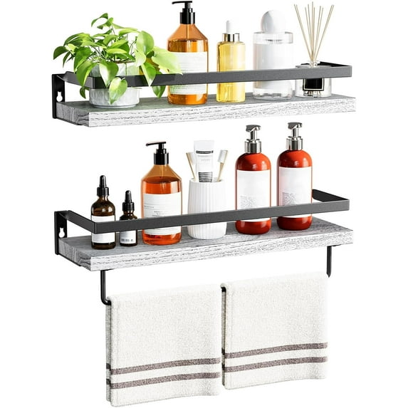Bathroom Shelves with Towel Bar, Floating Shelves, Wall Shelves for ...