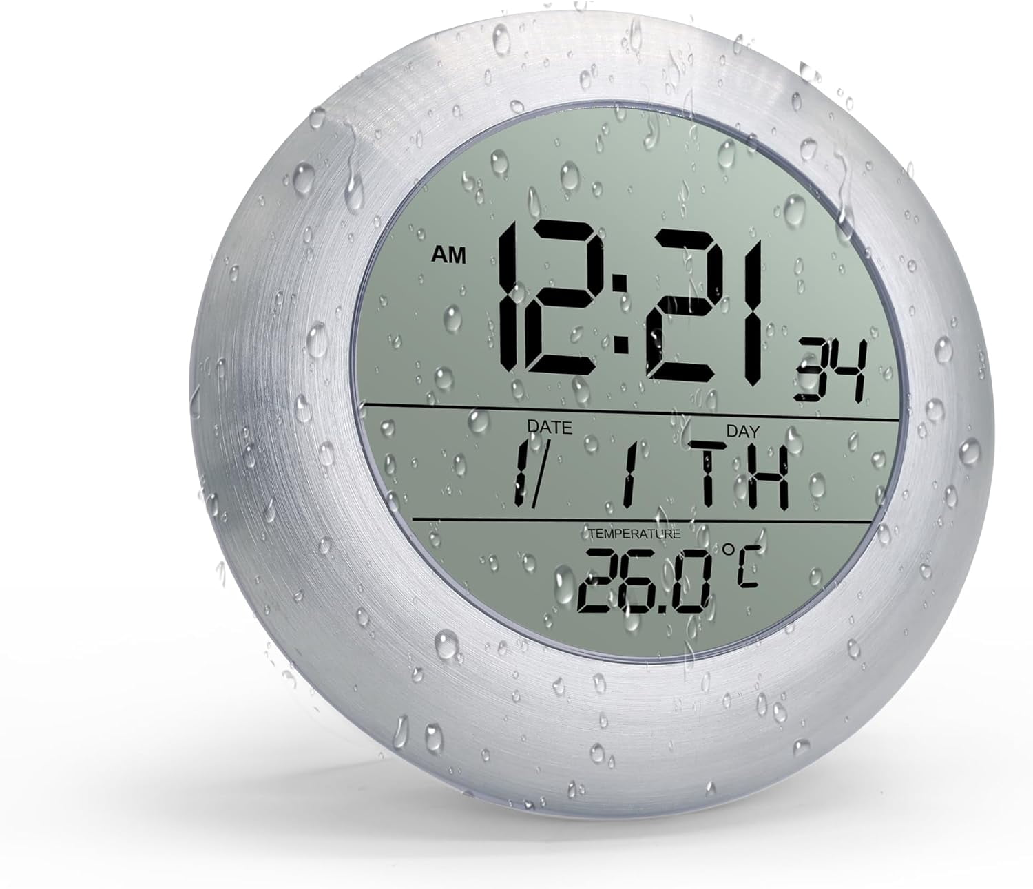 Bathroom Shower Clock Waterproof,Extra Lar LCD Screen Digital Clock ...