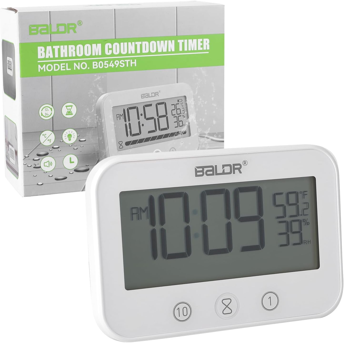Bathroom Shower Clock - Waterproof Shower Timer for Bathroom, Digital ...
