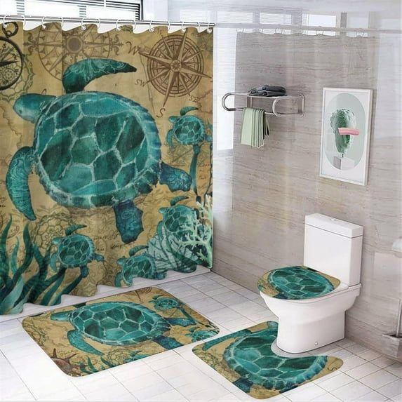 Bathroom Shower Curtain 4 Piece Sets, Boho Flower-4 with 72" x 72 ...