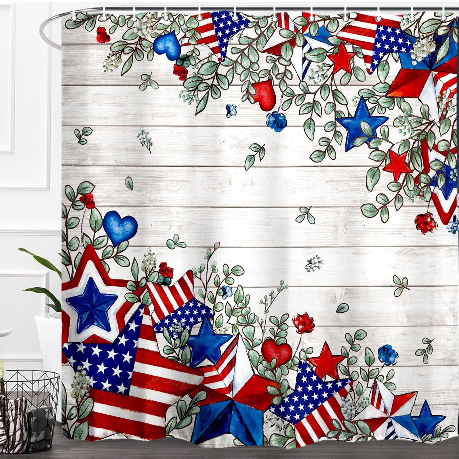 Bathroom Shower Curtain, 4Th of July Shower Curtain, Patriotic Fabric ...