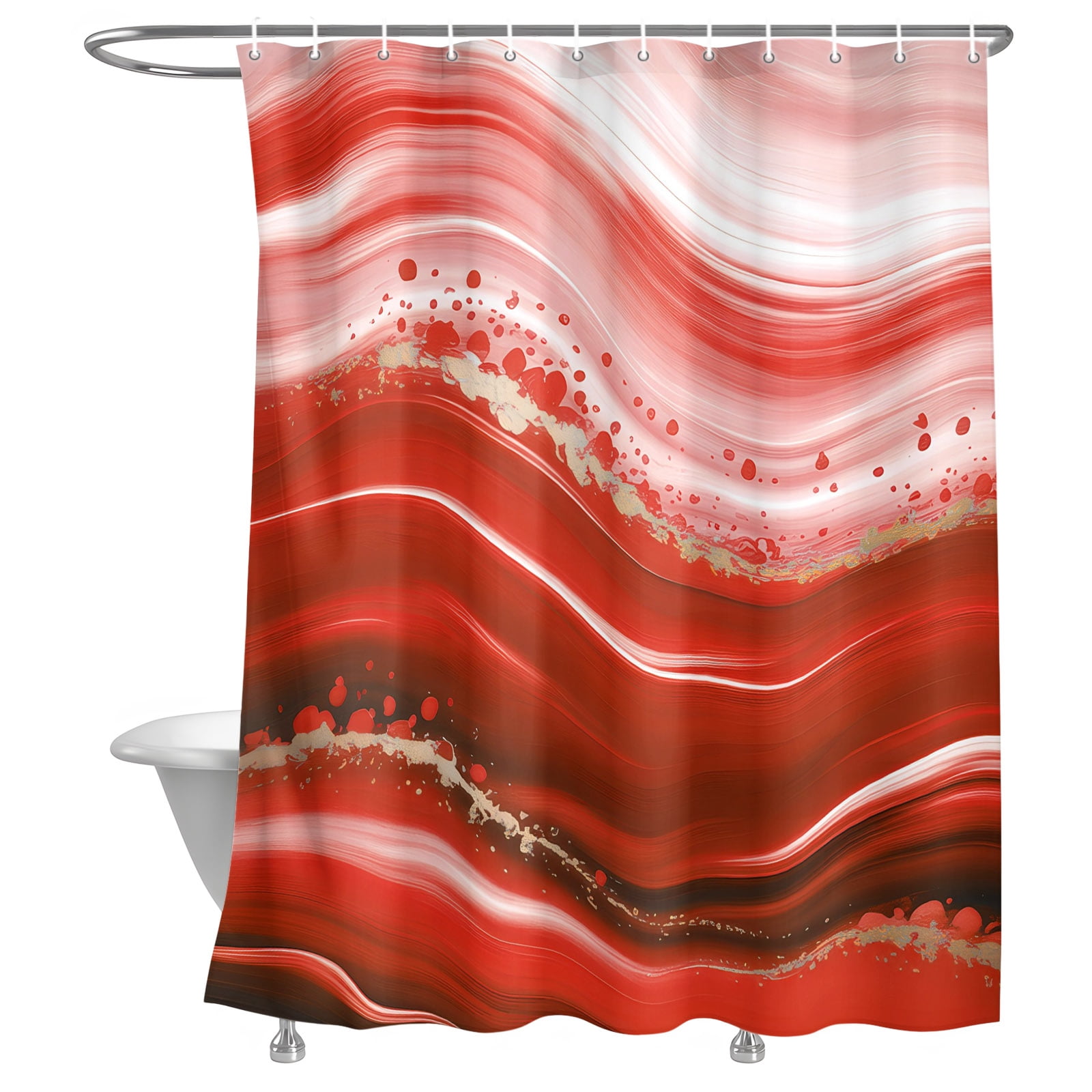 Bathroom Shower Curtain Abstract Bending Striped Waterproof Shower ...