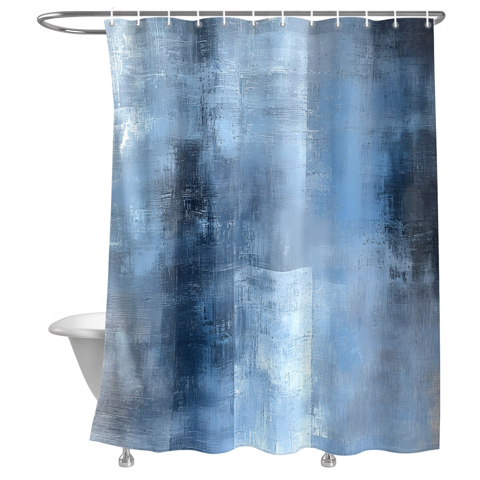 Bathroom Shower Curtain Abstract Blue Grey Oil Painting Waterproof ...