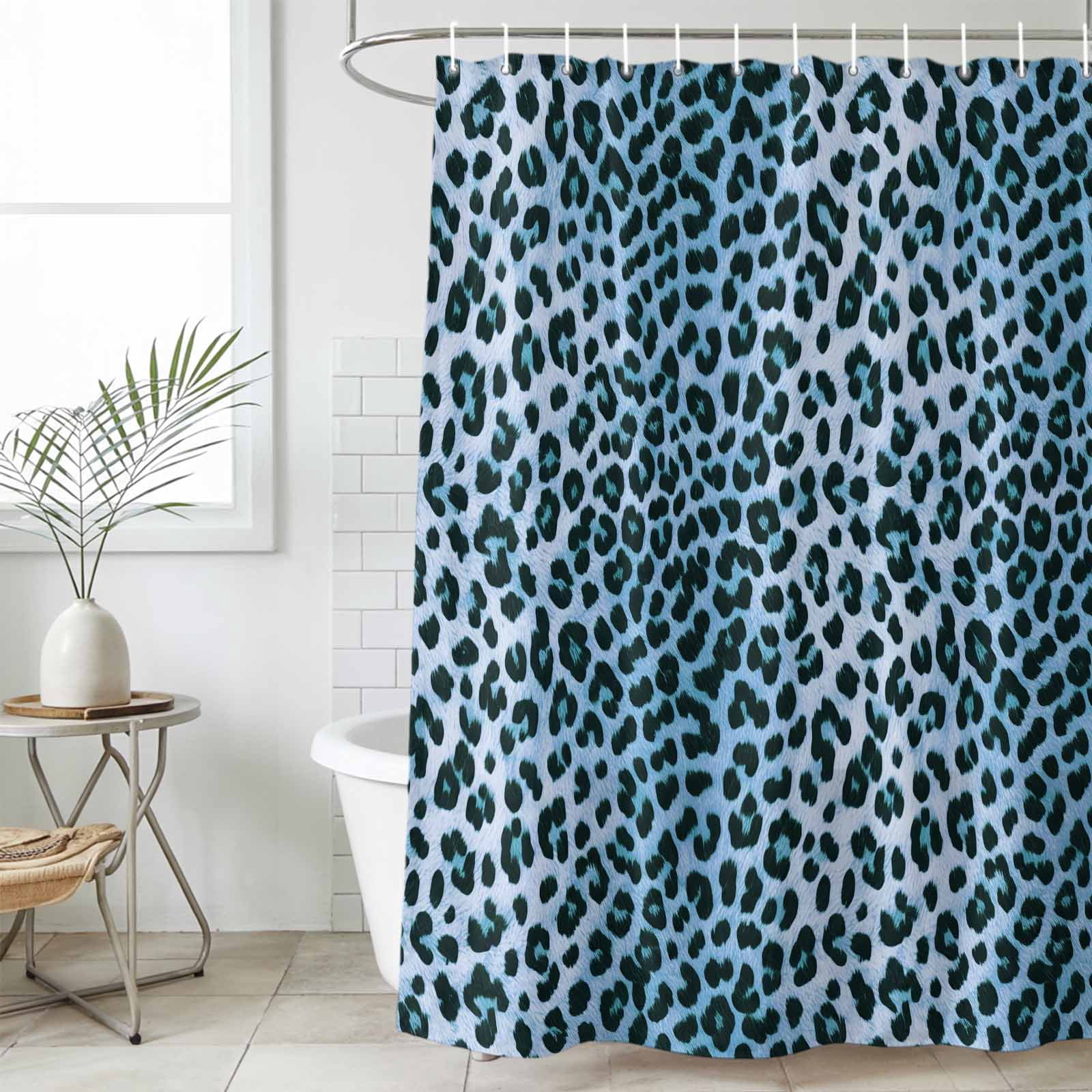 Bathroom Shower Curtain Abstract Blue Leopard Waterproof Shower ...