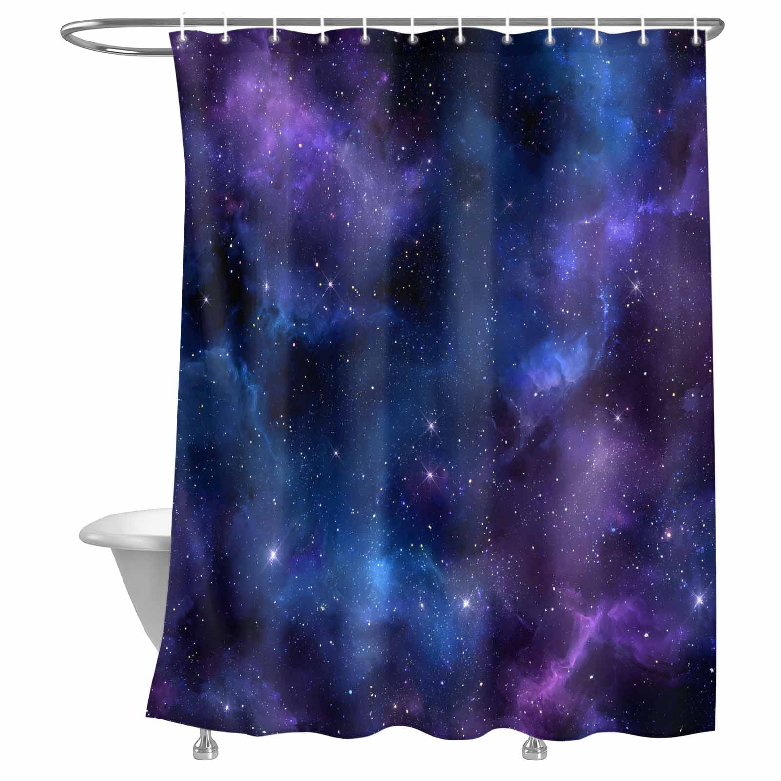 Bathroom Shower Curtain Abstract Blue Purple Starry Sky Waterproof ...